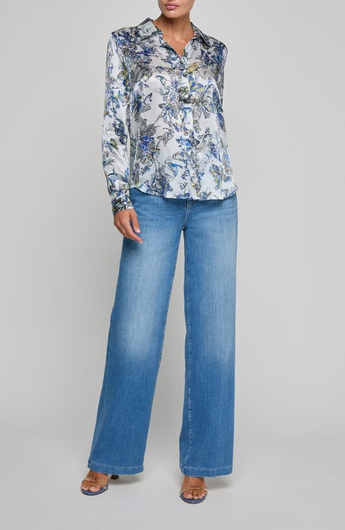 L'AGENCE Tyler Butterfly Print Silk Shirt